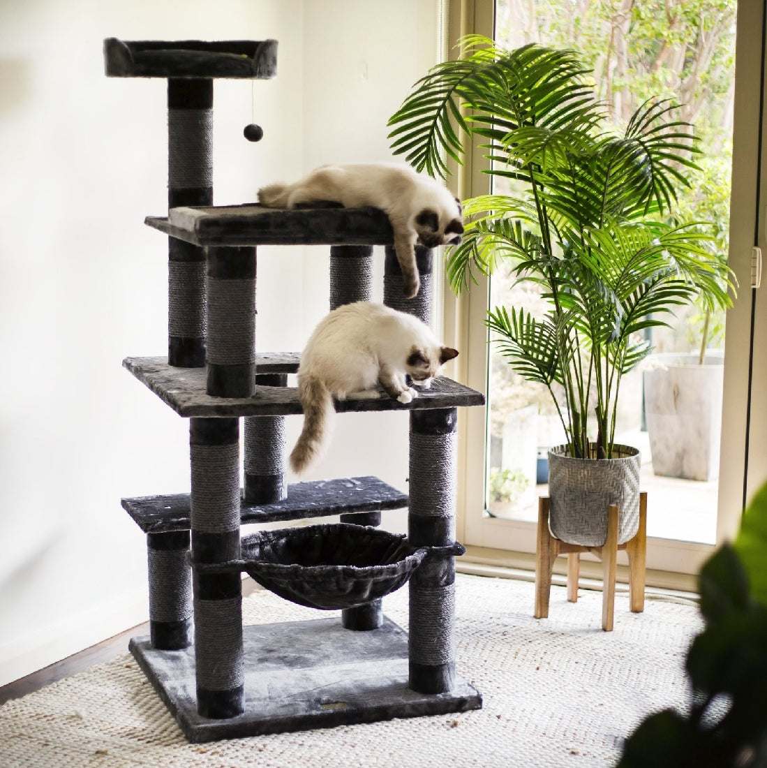 Kazoo Cat Scratch Post 5 Level Playground Charcoal 15494 * Store Pick