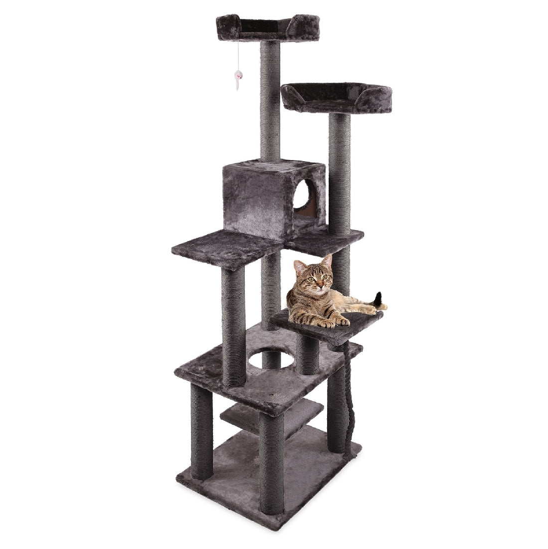 Kazoo Cat Scratch Post 7 Level Playground Charcoal 15496 * Store Pick